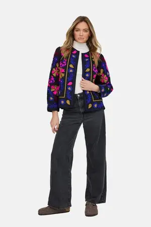 RAFFYA Halen Quilted Embroidered Jacket