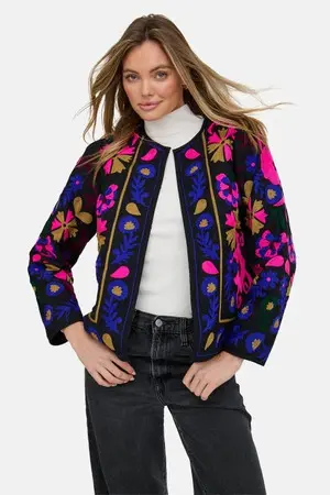RAFFYA Halen Quilted Embroidered Jacket