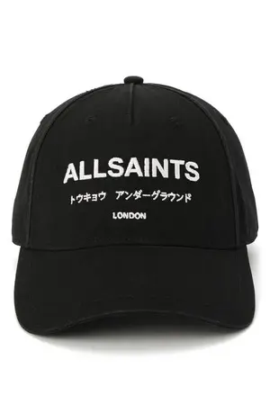 ALLSAINTS Adjustable Cotton Canvas Baseball Cap - Black
