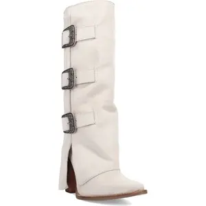 DINGO Buckle Bunny Knee High Western Boot - White