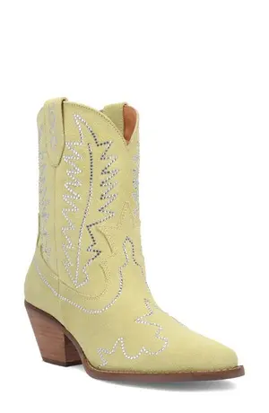 DINGO Western Boots With Rhinestone Detailing - Lime