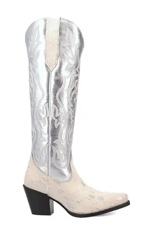 DINGO Take No Bull Knee High Western Boot - White
