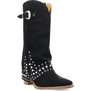 DINGO Rhinestone Western Boot - Black