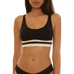 BECCA® By Rebecca Virtue Coast Line Rib Bikini Top - Black/tan
