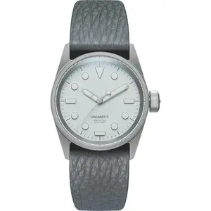 UNIMATIC Leather Strap Diver Watch - Glacier White