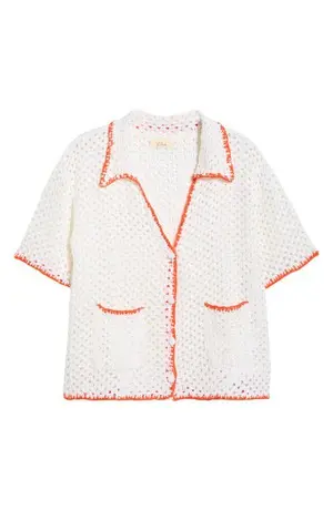 Elan Crochet Button-up Cover-up - White