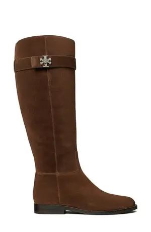 Tory Burch Turnlock Knee-high Suede Boots - Dark Cocoa
