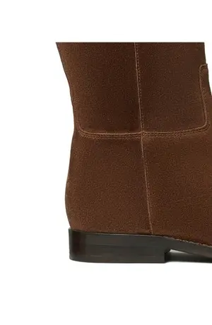 Tory Burch Turnlock Knee-high Suede Boots - Dark Cocoa