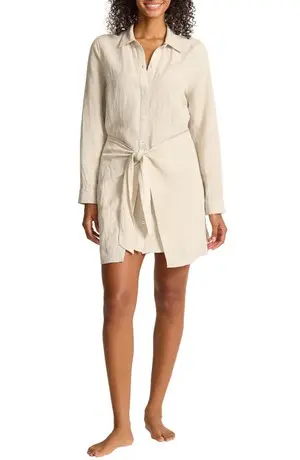 Tommy Bahama St. Lucia Long Sleeve Linen Blend Cover-up Shirtdress - Twill