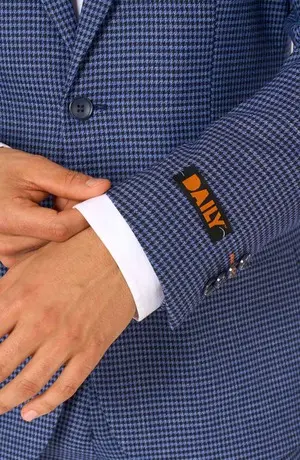 Opposuits Daily Slim Fit Navy Herringbone Check Stretch Suit - Blue