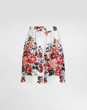 Dolce & Gabbana Flower Bouquet-print Twill Bermuda Shorts