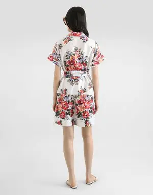 Dolce & Gabbana Flower Bouquet-print Twill Bermuda Shorts