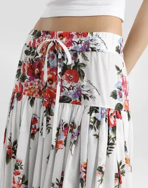 Dolce & Gabbana Flower Bouquet-print Poplin Long Skirt - Multicolor