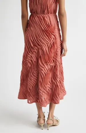 Ulla Johnson Amiko Tiered Midi Skirt - Chestnut