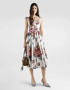 Dolce & Gabbana Flower Bouquet-print Cotton Dress - Multicolor