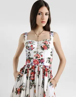 Dolce & Gabbana Flower Bouquet-print Cotton Dress - Multicolor