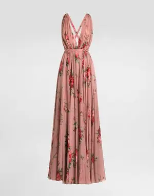 Dolce & Gabbana Rose Bouquet-print Chiffon Dress - Multicolor