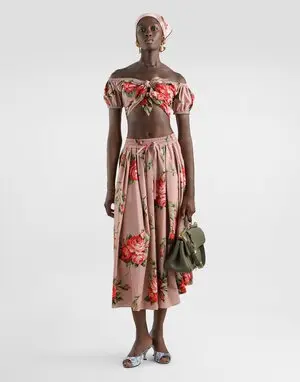 Dolce & Gabbana Rose Bouquet-print Midi Skirt - Multicolor