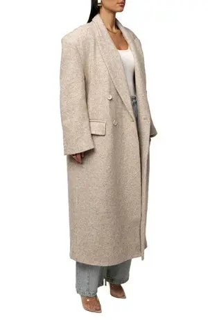 JLUXLABEL Wool-blend Double-breasted Coat - Beige