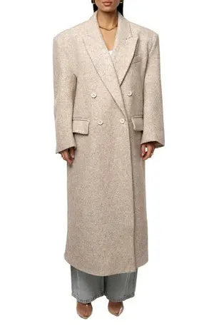 JLUXLABEL Wool-blend Double-breasted Coat - Beige