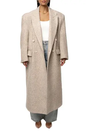 JLUXLABEL Wool-blend Double-breasted Coat - Beige