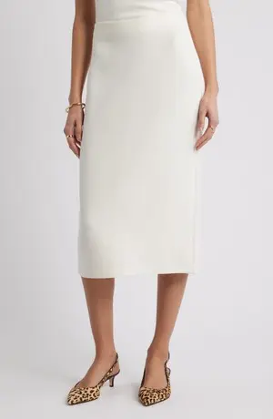 Caslon Ottoman Knit Midi Skirt - White Hot