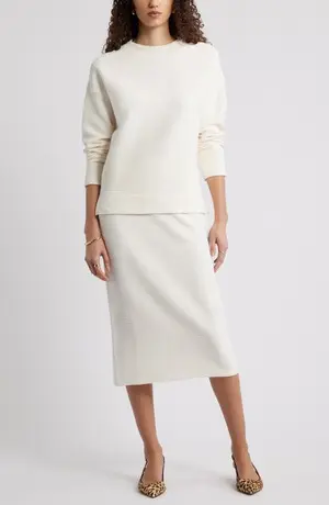 Caslon Ottoman Knit Midi Skirt - White Hot