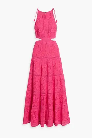 Alice + Olivia Myrtice Guipure Lace Maxi Dress - Fuchsia