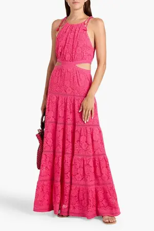 Alice + Olivia Myrtice Guipure Lace Maxi Dress