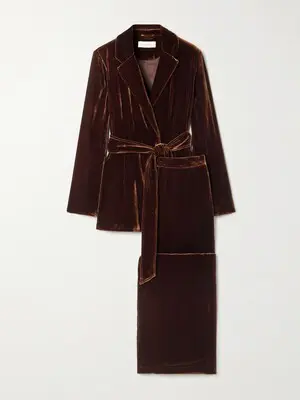 Olivia Von Halle Jagger Velvet Pajama Set - Brown
