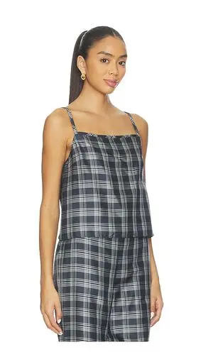 Theory Bind Strap Plaid Top - Navy Multi
