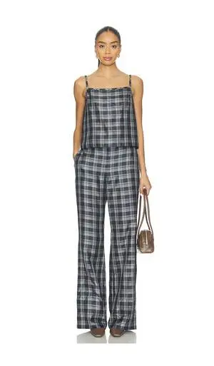 Theory Bind Strap Plaid Top - Navy Multi