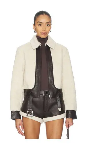 UNDERSTATED LEATHER Faux Shearling Leather Jacket