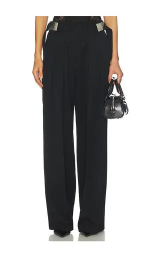 Black Viscose Wide-Leg Pants
