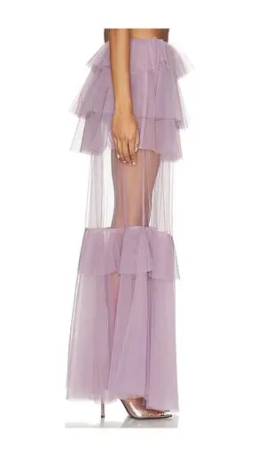 AKNVAS Vilhelmine Tiered Tulle Maxi Skirt - Lavender