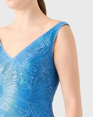 Akris Lacquered Sea Faille Sleeveless Midi Dress Twilight