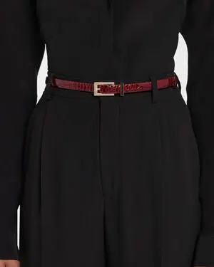 TOM FORD Stamped Croc-embossed Leather Belt - Ruby Red