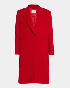 Givenchy Single-Breasted Mid-Length Wool Coat - Dark Red