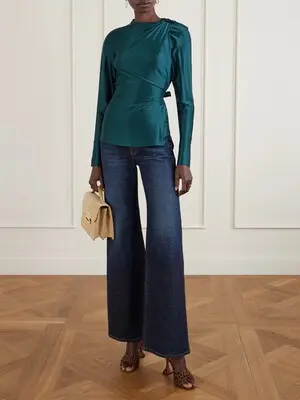 Victoria Beckham Twisted Satin Top - Blue