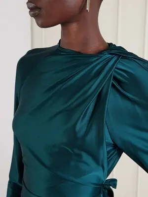 Victoria Beckham Twisted Satin Top - Blue