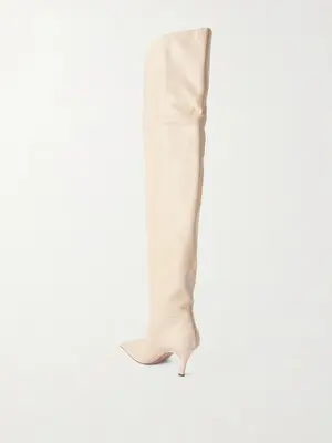 Amina Muaddi Jamie Leather Over-the-knee Boots
