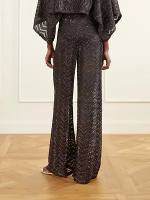 Missoni Sequin-embellished Crochet-knit Wide-leg Pants