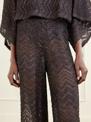 Missoni Sequin-embellished Crochet-knit Wide-leg Pants