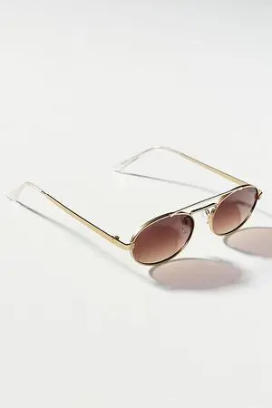 I-SEA Slim Mixed Metal Sunglasses - Brushed Gold/brown Smoke