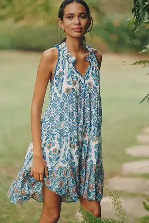 RO'S GARDEN Sofie Sleeveless Mini Dress - Blue Pattern