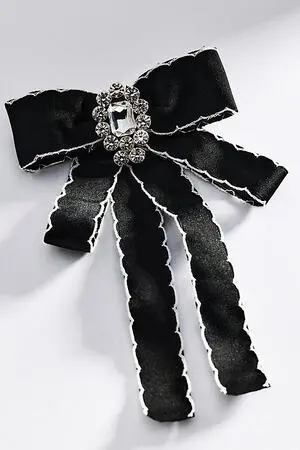 Anthropologie Crystal Bow Brooch - Black