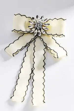 Anthropologie Crystal Bow Brooch - Cream