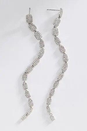 Anthropologie Crystal Cascade Earrings - Silver