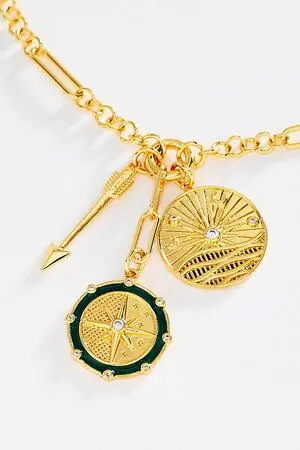 Anthropologie Celestial Pendant Necklace - Olive