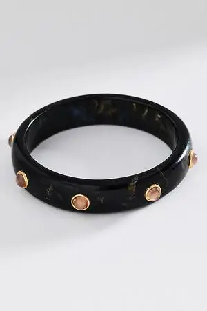 Anthropologie Resin Stone Bangle Bracelet - Black